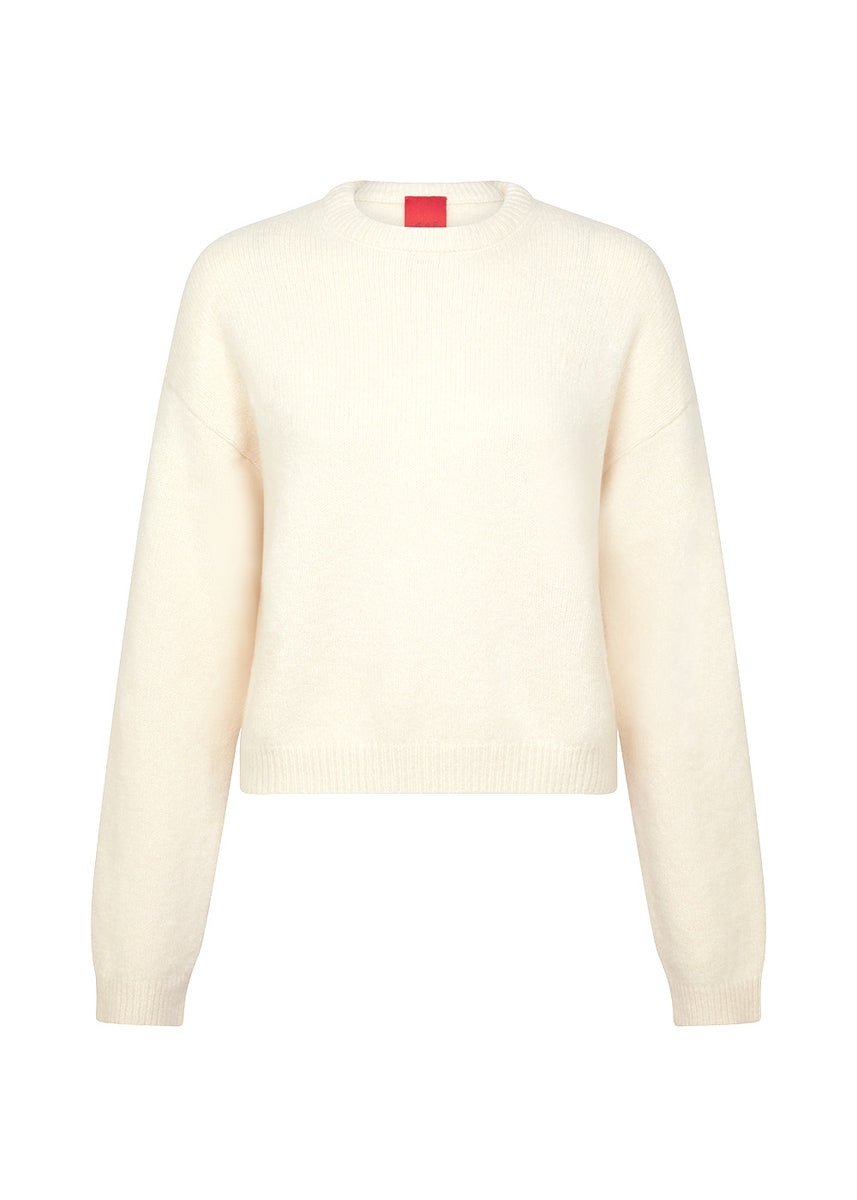 Off White Cropped Fluffy Cashmere Jumper – CiL